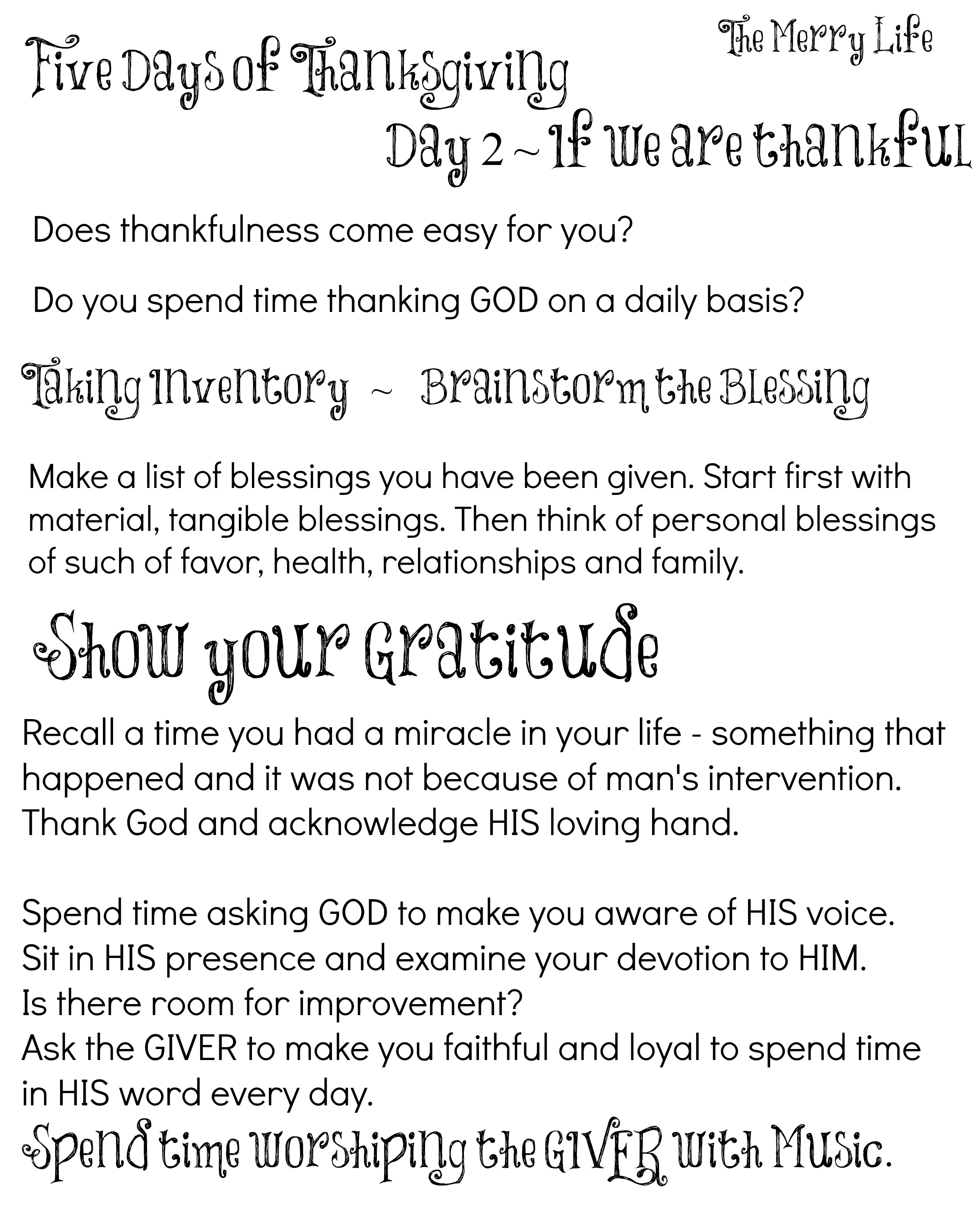 “Five Days Of Thanksgiving” Day 2 If We Are Thankful